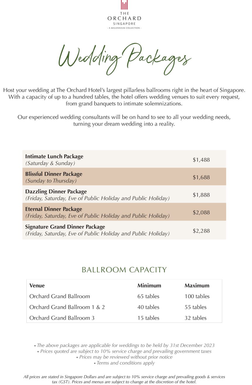 Dazzling Dinner | Orchard Hotel Singapore – Blissful VIP Member